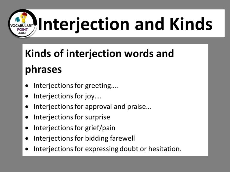 Interjection and Its Types (Definitions & Examples) - Vocabulary Point