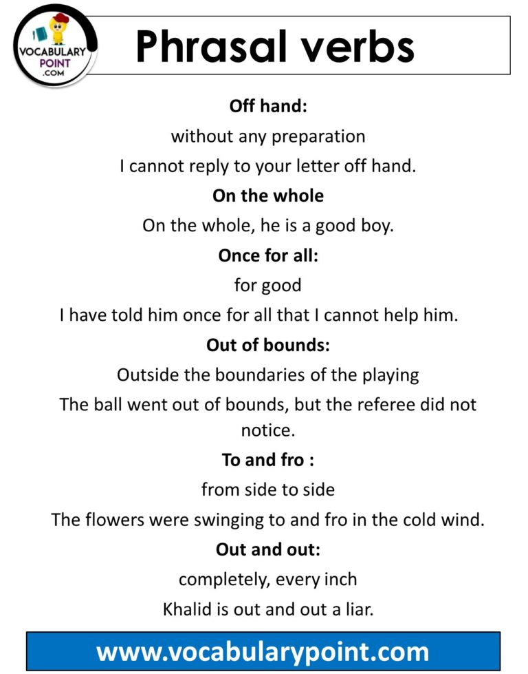 100 Phrasal Verbs With Meanings And Sentences - Vocabulary Point