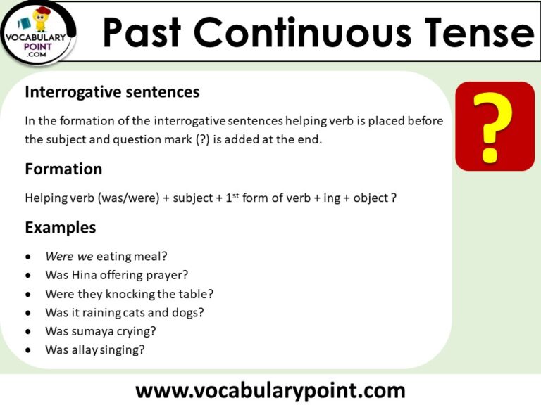 Past continuous tense examples & formation| Download PDF - Vocabulary Point