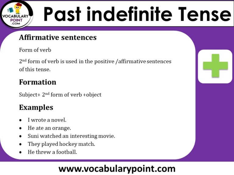 Past indefinite tense examples & sentences |Download PDF - Vocabulary Point
