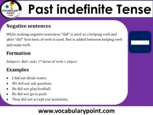 Past indefinite tense examples & sentences |Download PDF - Vocabulary Point