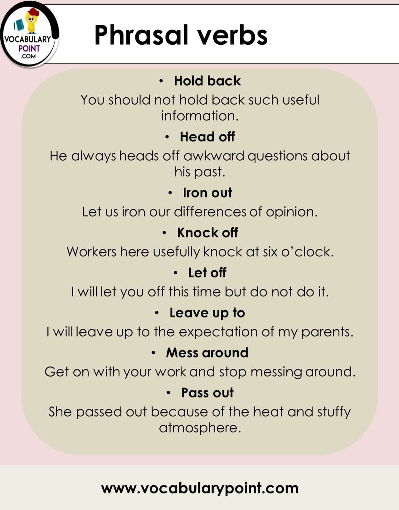 60+ List of Phrasal Verbs (Download PDF) - Vocabulary Point