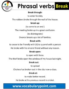 50+ Phrasal Verbs with Break - Vocabulary Point