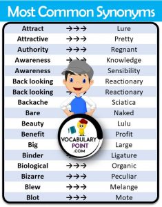 Common Synonyms List | 300+ Synonyms Words PDF - Vocabulary Point