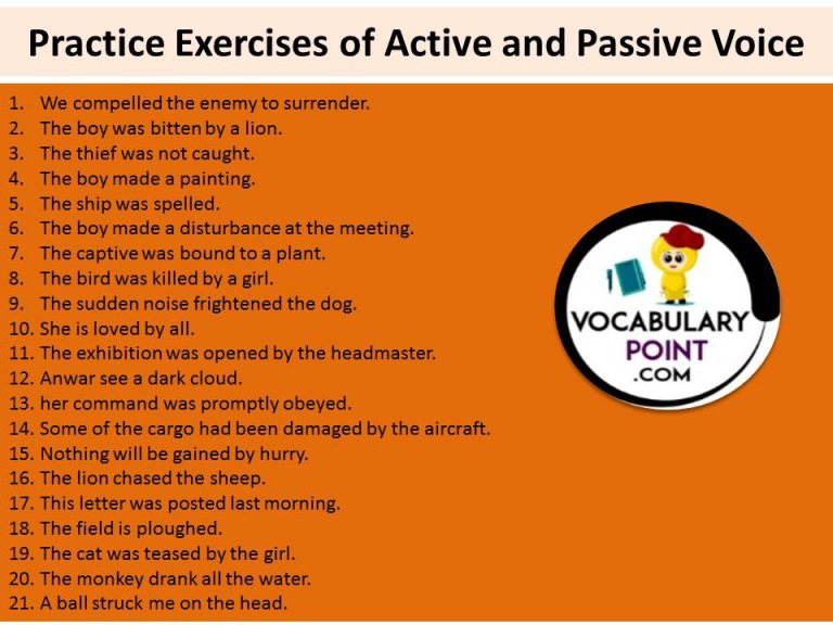Exercises of Active and Passive voice with Example - Vocabulary Point