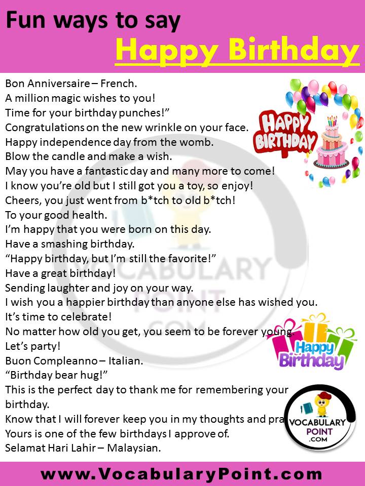 Other Ways To Say Happy Birthday Funny Creative Idiomatic 