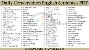Best Daily Conversation English Sentences PDF - Vocabulary Point