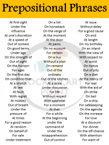 List of Prepositional Phrases with Examples - Vocabulary Point