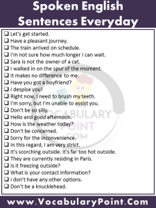 100+ Spoken English Sentences Everyday - Vocabulary Point
