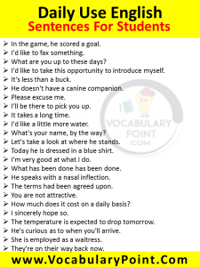 Daily use English Sentences for Students - Vocabulary Point