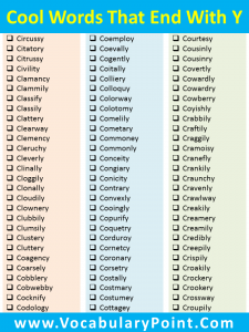 Vocabulary Words That End With Y - Vocabulary Point
