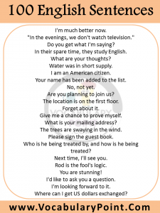 100 English Sentences Used In Daily Life - Vocabulary Point