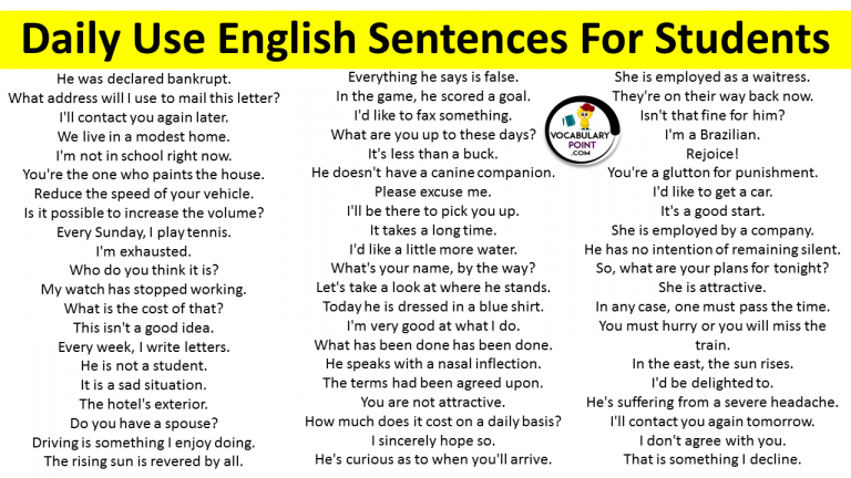 Daily Use Sentences Archives - Vocabulary Point