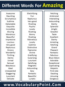Different Words For Amazing - Vocabulary Point