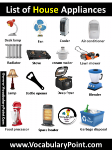 500+ Best House Appliances List - Vocabulary Point
