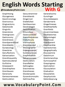 English Words That Start with G (Positive & Negative) - Vocabulary Point