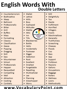English Words with Double Letters - Vocabulary Point