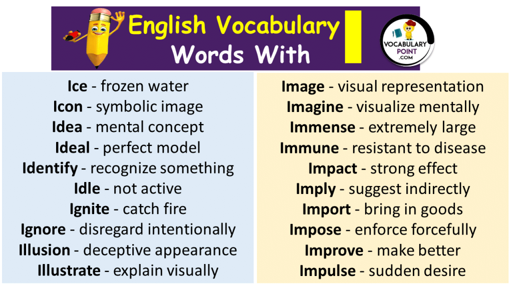 English Words That Start with I (Positive & Negative) - Vocabulary Point