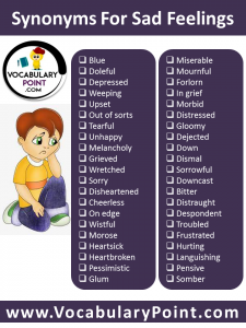 100+ Synonyms For Sad Feelings - Vocabulary Point