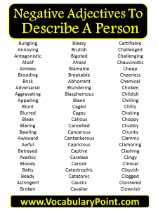 Negative Adjectives To Describe A Person - Vocabulary Point