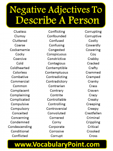 Negative Adjectives To Describe A Person - Vocabulary Point