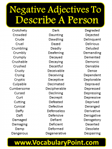 Negative Adjectives To Describe A Person - Vocabulary Point