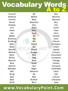English Vocabulary Words A To Z (Download PDF) - Vocabulary Point