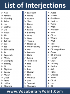 List Of Interjection Words, - Vocabulary Point