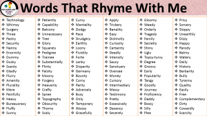 List Of Words That Rhyme with Me - Vocabulary Point