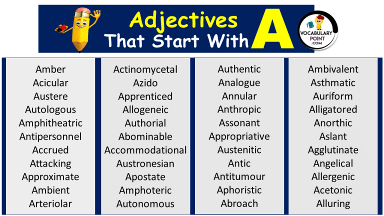 List of Adjectives That Start With A - Vocabulary Point