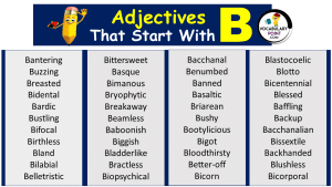 List Of Adjectives Starting With B | DOWNLOAD PDF - Vocabulary Point