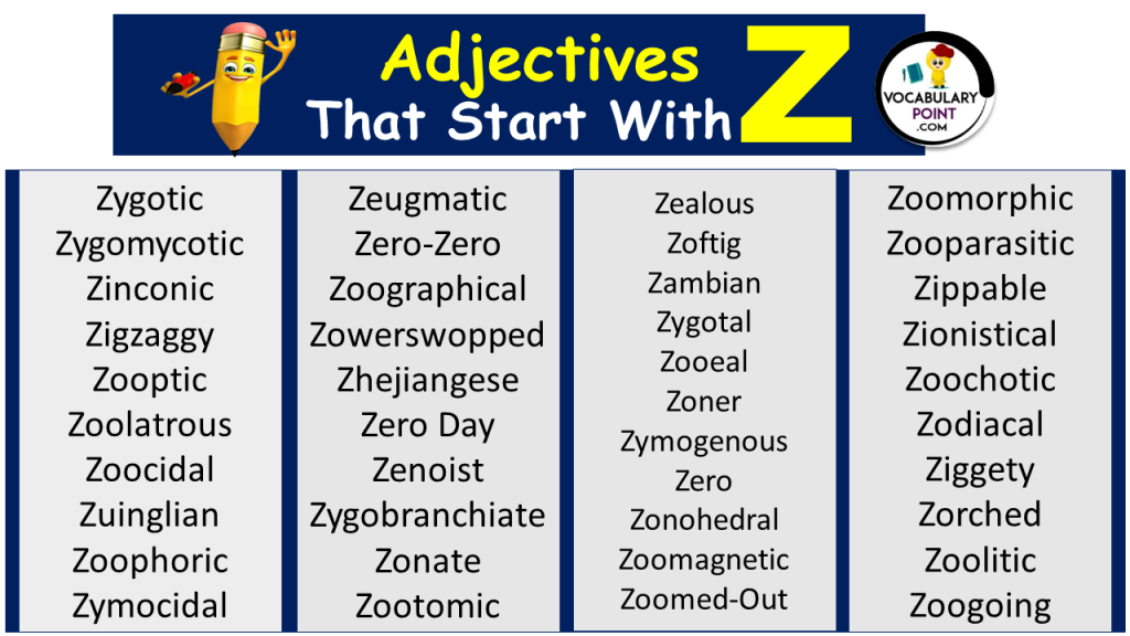 Adjectives That Start With Z - Vocabulary Point