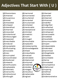 Adjectives That Begin With U - Vocabulary Point