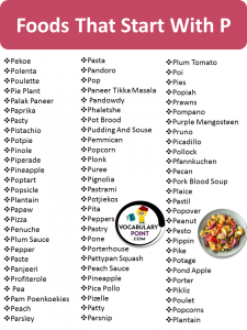 Foods That Start With the Letter P, Download Pdf - Vocabulary Point