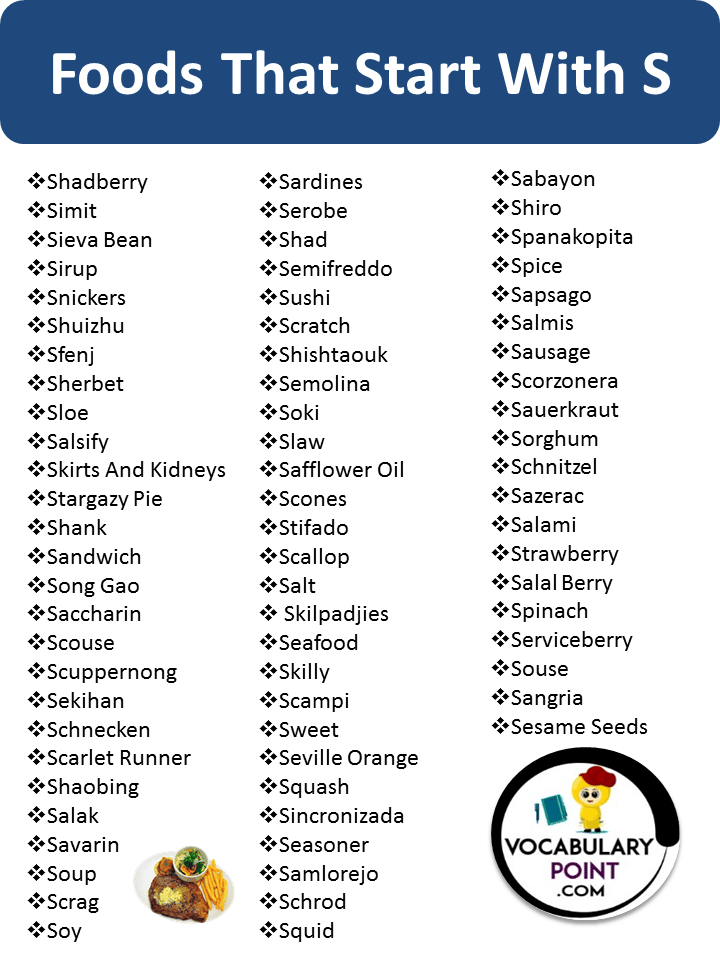 Foods That Start With The Letter S Vocabulary Point