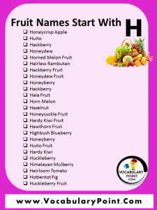 Fruits Starting with H (Properties and Pictures) - Vocabulary Point