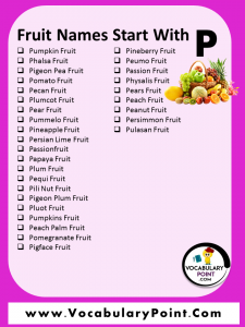 Fruits Starting with P (Properties and Pictures) - Vocabulary Point