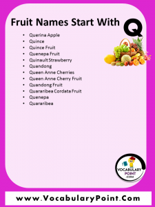 Fruits Starting with Q (Properties and Pictures) - Vocabulary Point