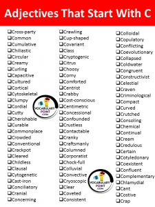 List Adjectives words That Start With C in English - Vocabulary Point
