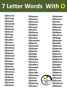 7 Letter Words with O - Vocabulary Point