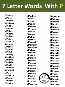 7 Letter Words with P - Vocabulary Point