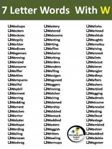 7 Letter Words with W - Vocabulary Point