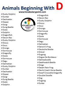 Animals that start with D - Vocabulary Point