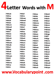 4 Letter Words Starting with M - Vocabulary Point
