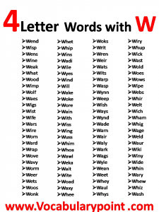 4 Letter Words Starting with W - Vocabulary Point