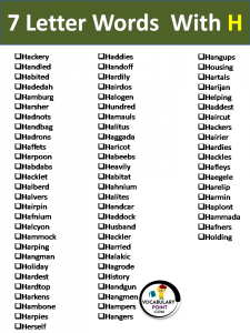7 Letter Words with H - Vocabulary Point