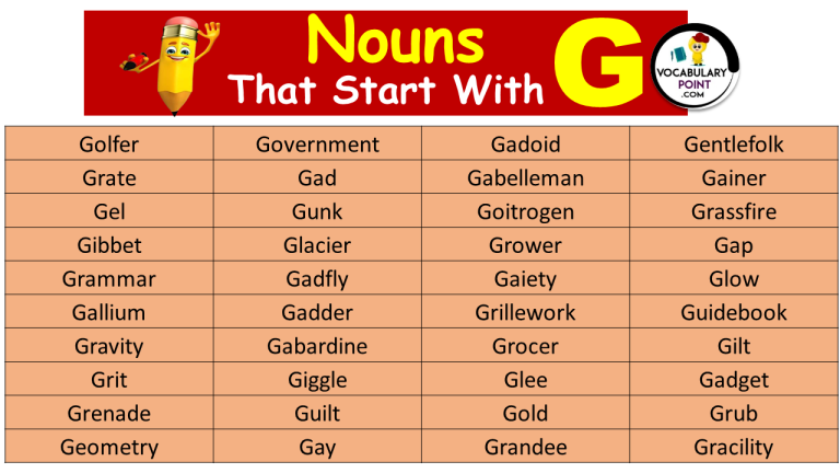 Nouns That Start With G - Vocabulary Point