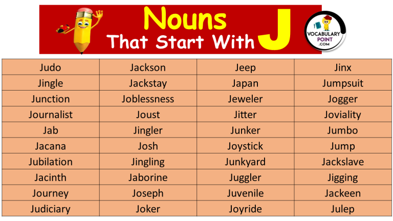 Nouns That Start With J - Vocabulary Point