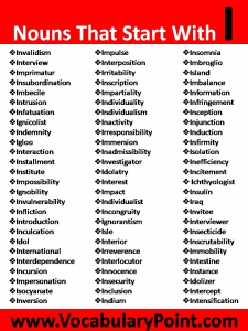 Nouns That Start With I - Vocabulary Point