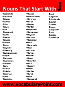 Nouns That Start With J - Vocabulary Point